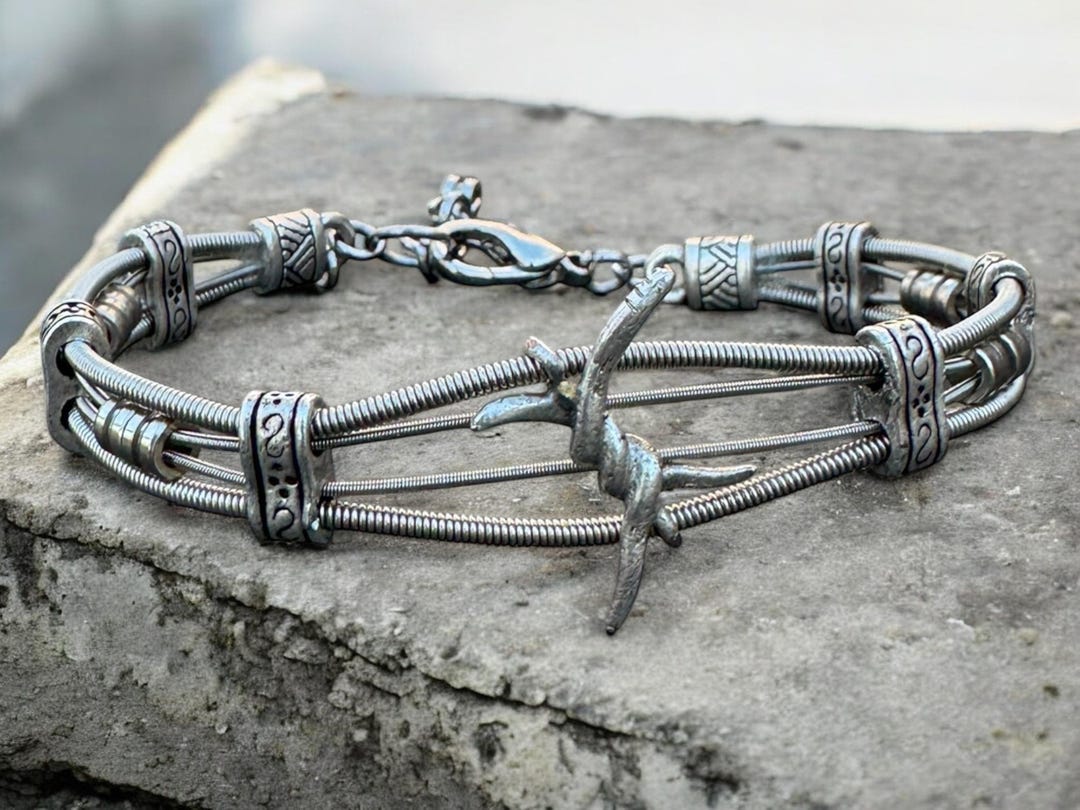 Barbed Wire - Guitar String Bracelet * 6.75” * Handcrafted From ...