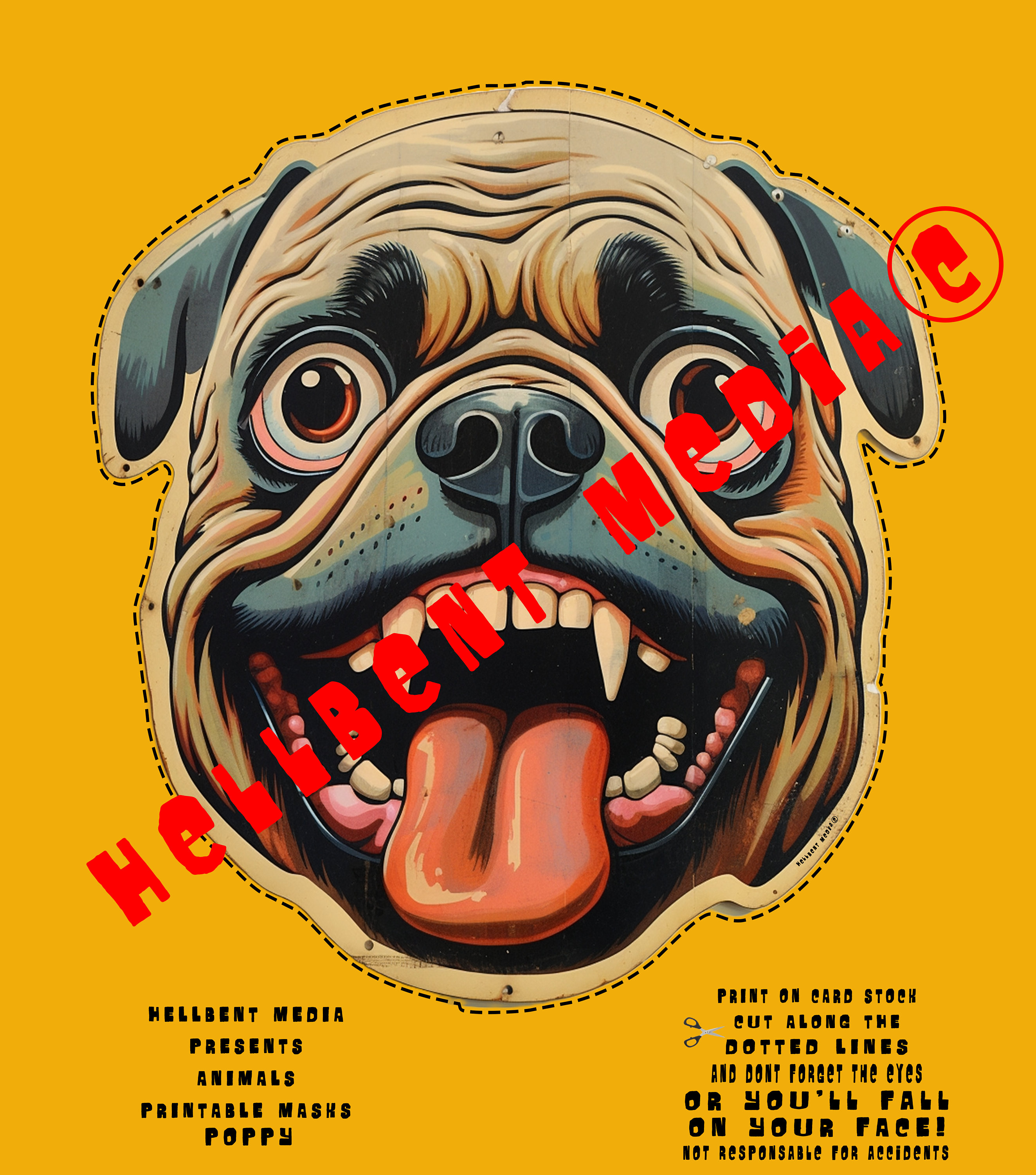 Printable Animal Mask Poppy the Pug Mask / Décor - Etsy