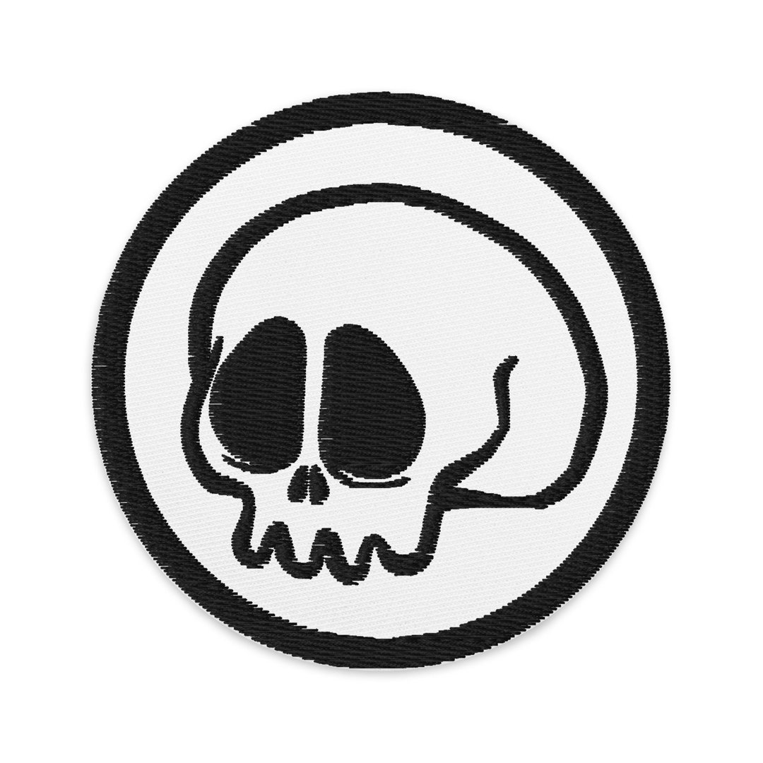 Embroidered Patch Knucklehead Skull Black on White - Etsy