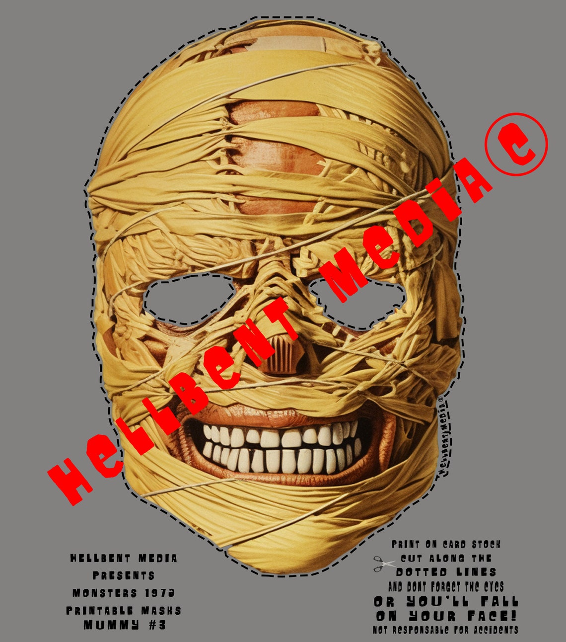 Printable Halloween Mask "monsters 76" Mummy #3 Mask / Décor - Etsy