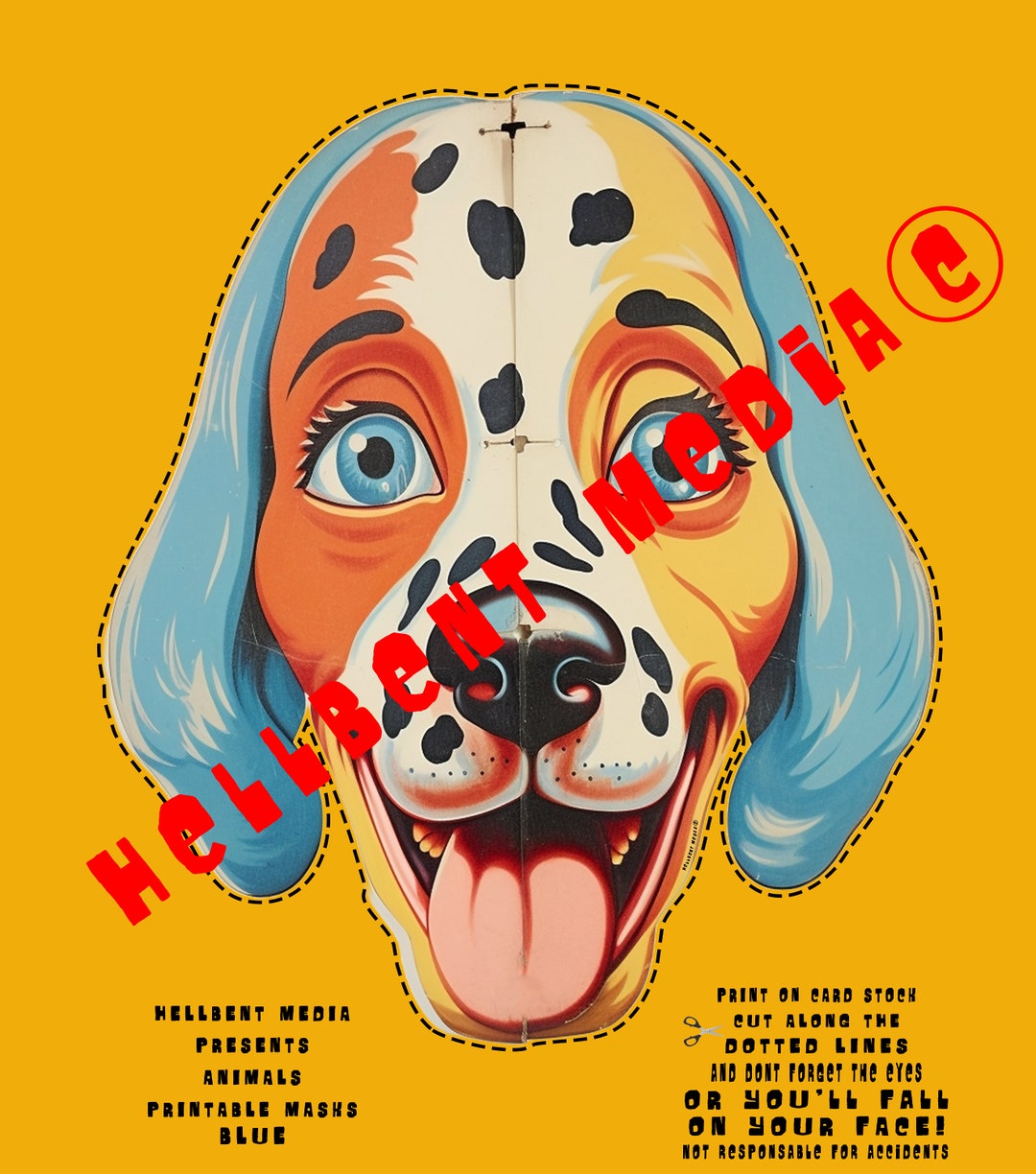 Printable Animal Mask Blue the Dotson Mask / Décor - Etsy