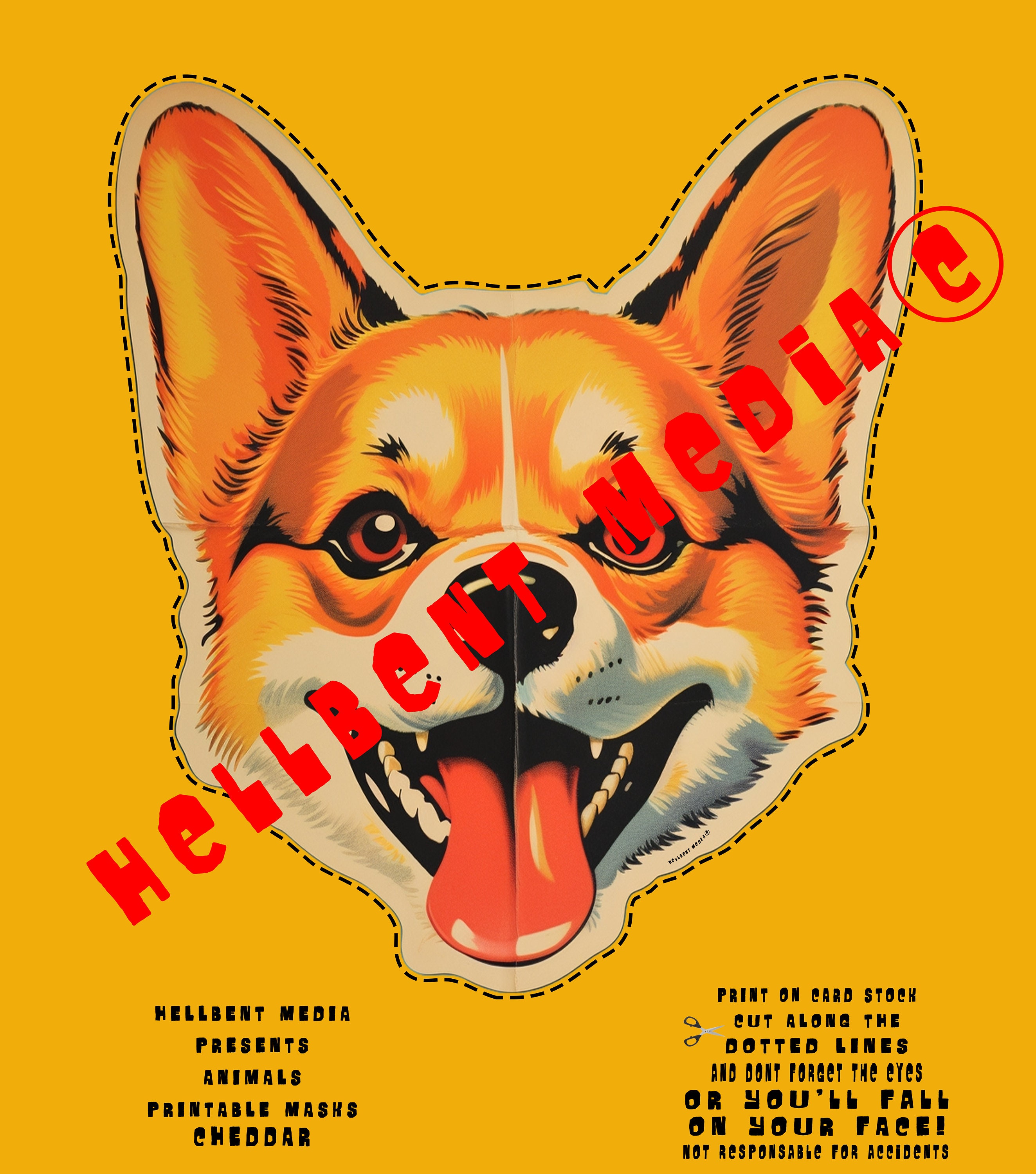 Printable Animal Mask Cheddar the Corgi Mask / Décor - Etsy