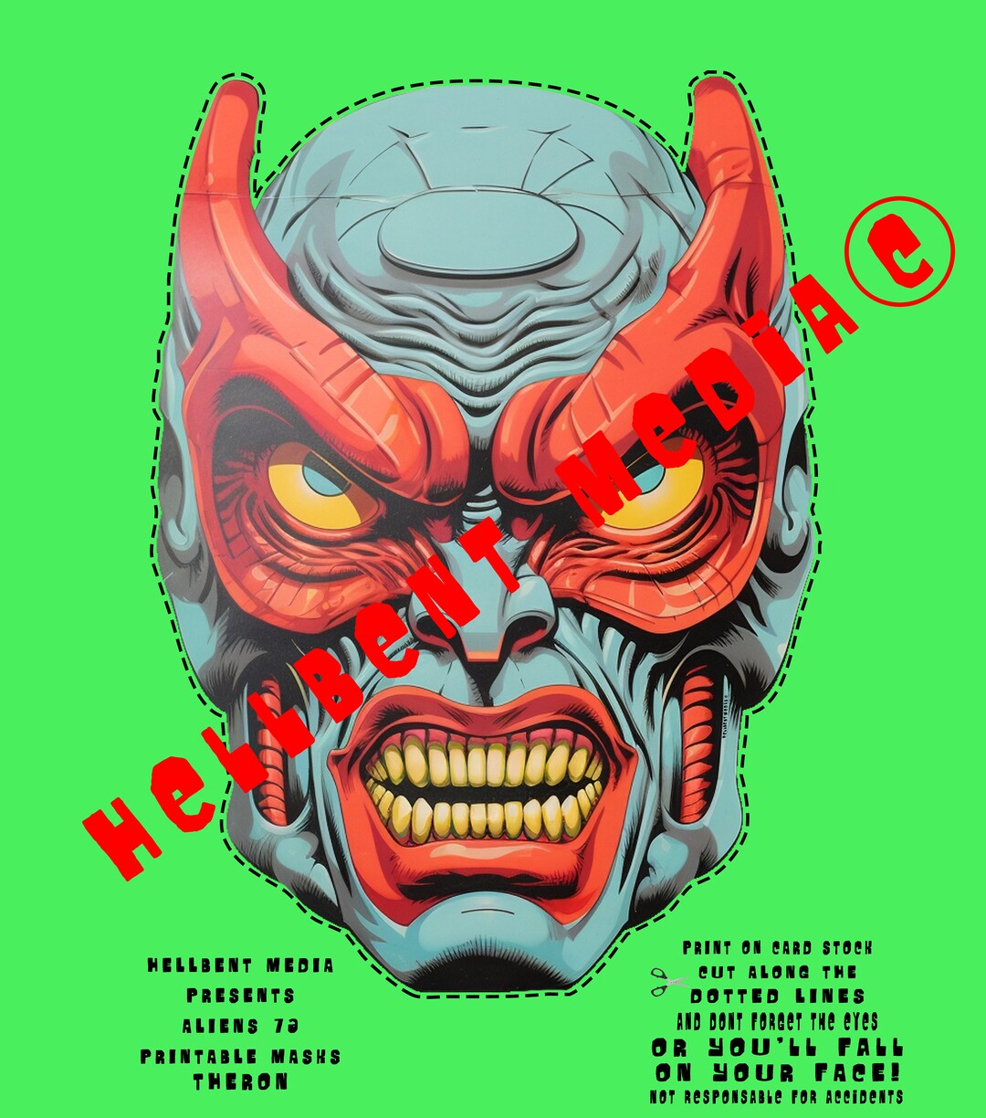 Printable Halloween Mask Monsters 76 "theron" Alien Mask / Décor, - Etsy