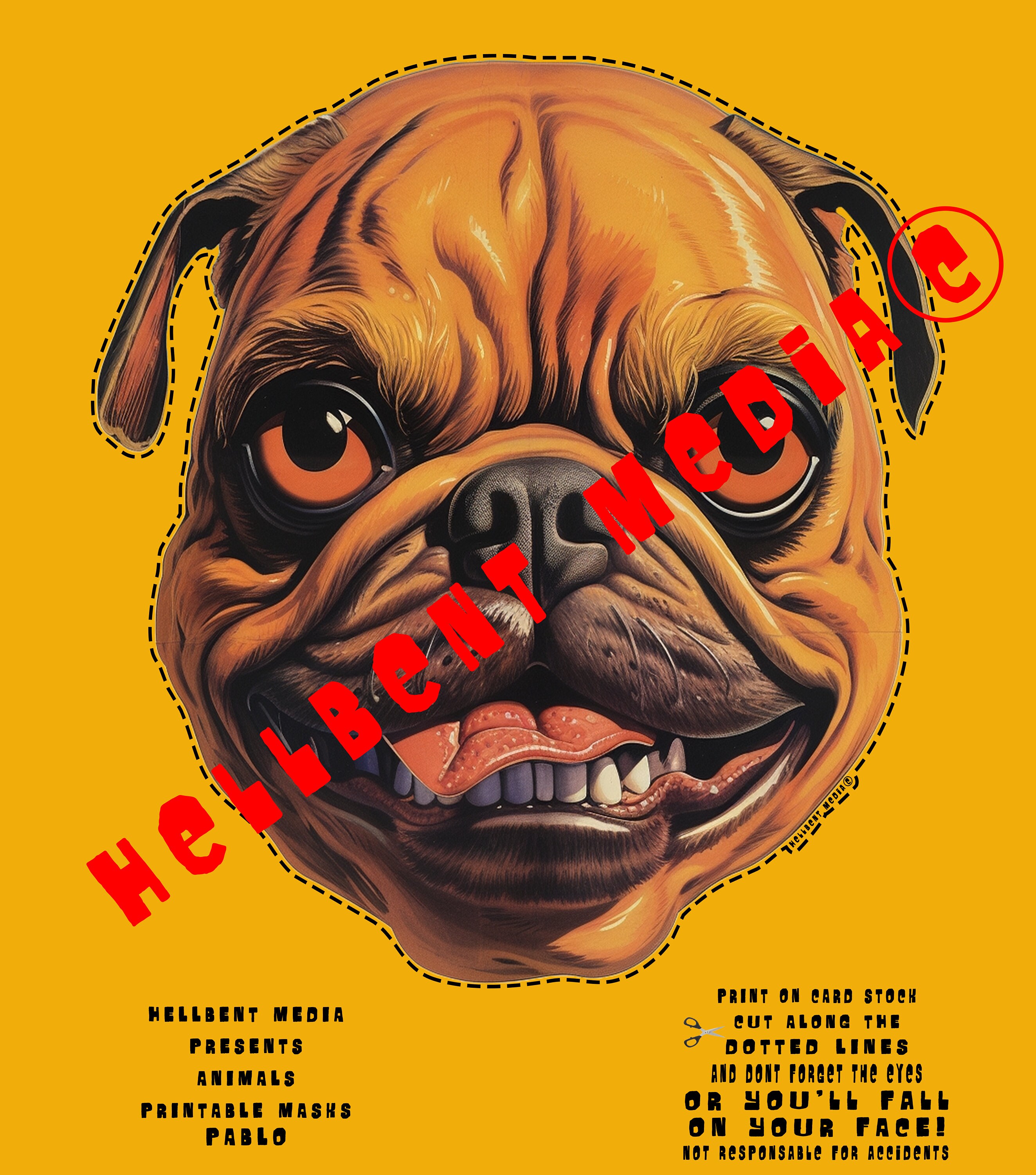 Printable Animal Mask Pablo the Pug Mask / Décor - Etsy
