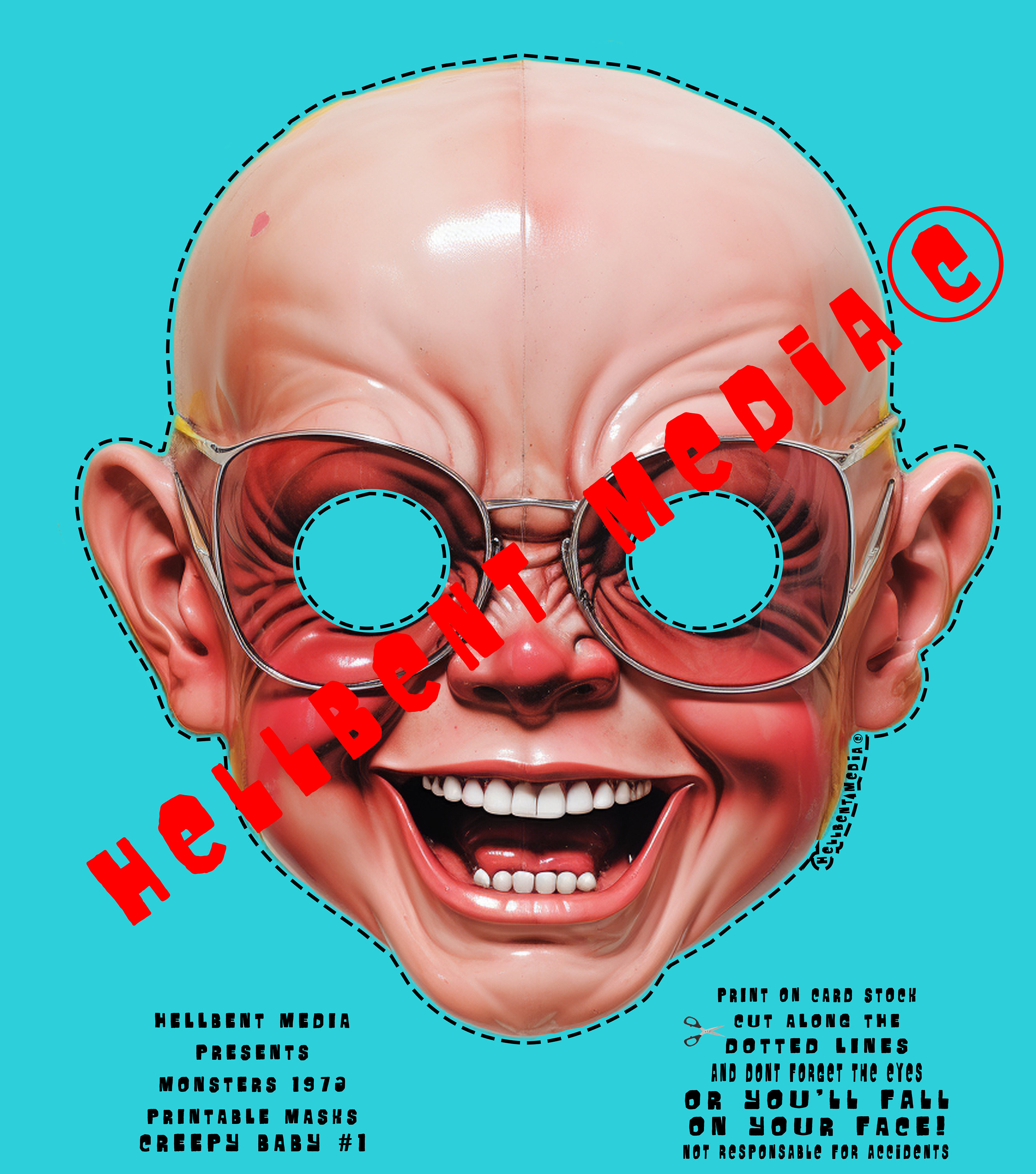 Printable Halloween Mask "monsters 76" Creepy Baby #1 Mask / Décor - Etsy