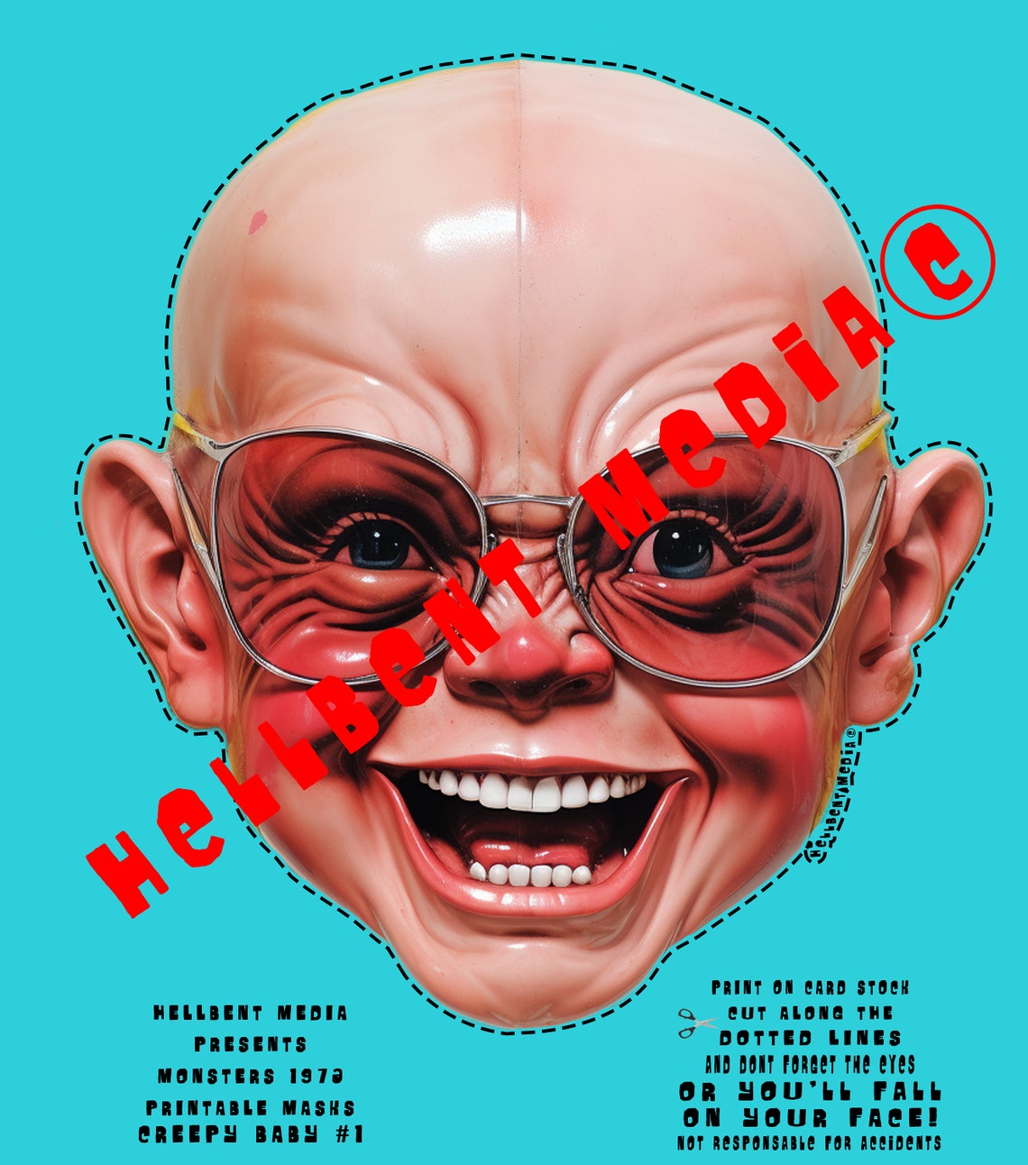 Printable Halloween Mask "monsters 76" Creepy Baby #1 Mask / Décor - Etsy