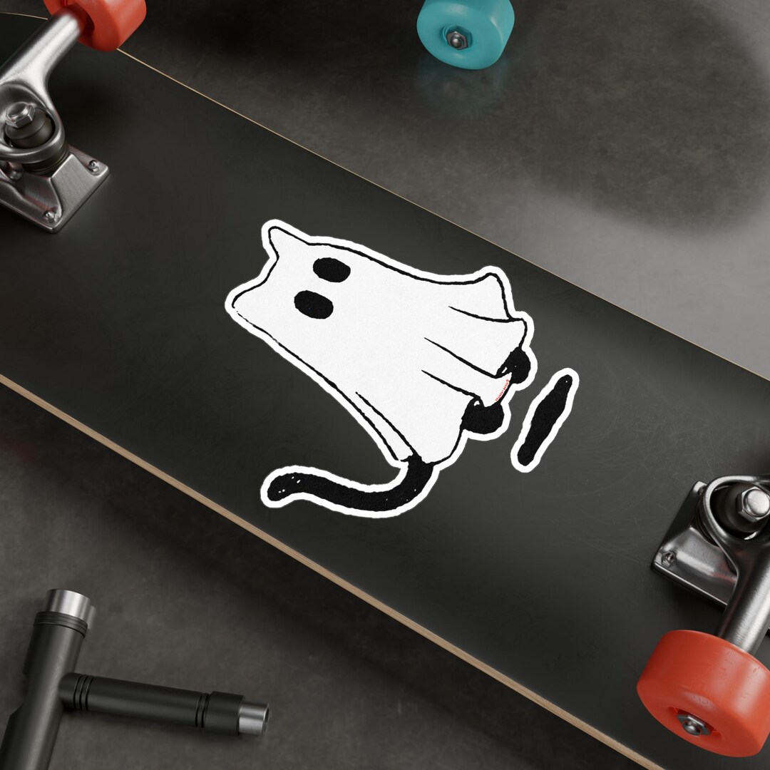 Halloween Retro 60's Cat Ghost Sticker #1 - Etsy