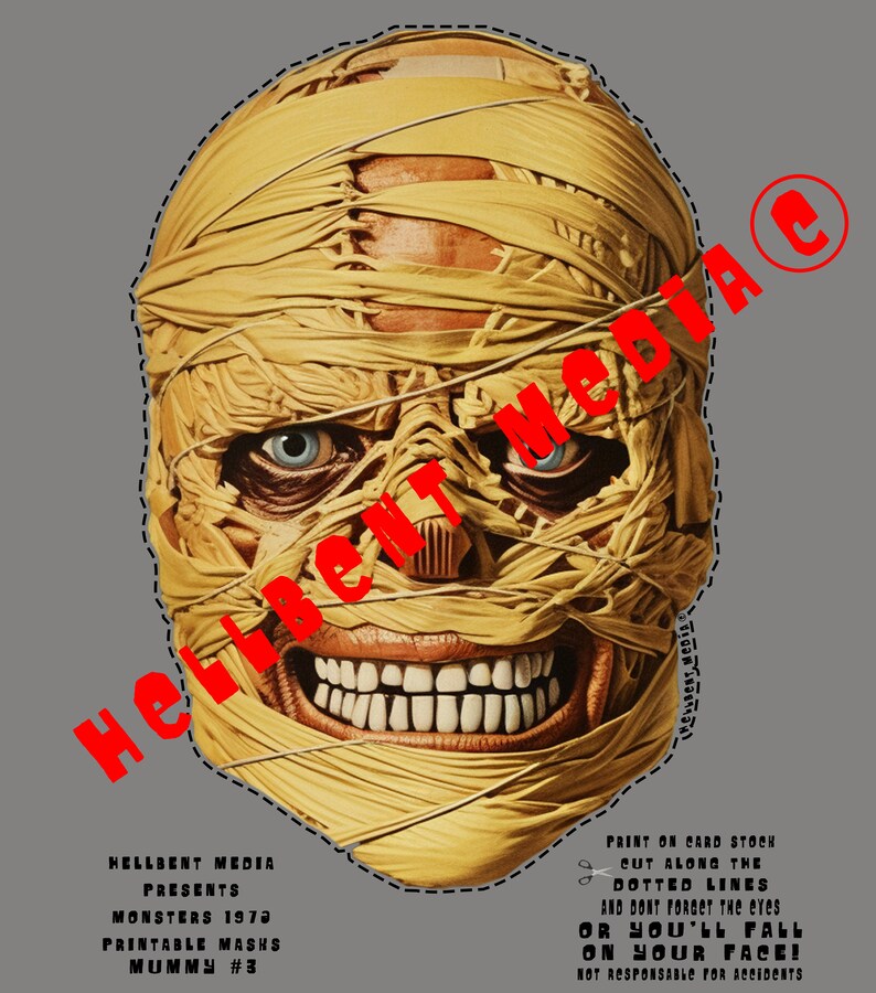Printable Halloween Mask "monsters 76" Mummy #3 Mask / Décor - Etsy