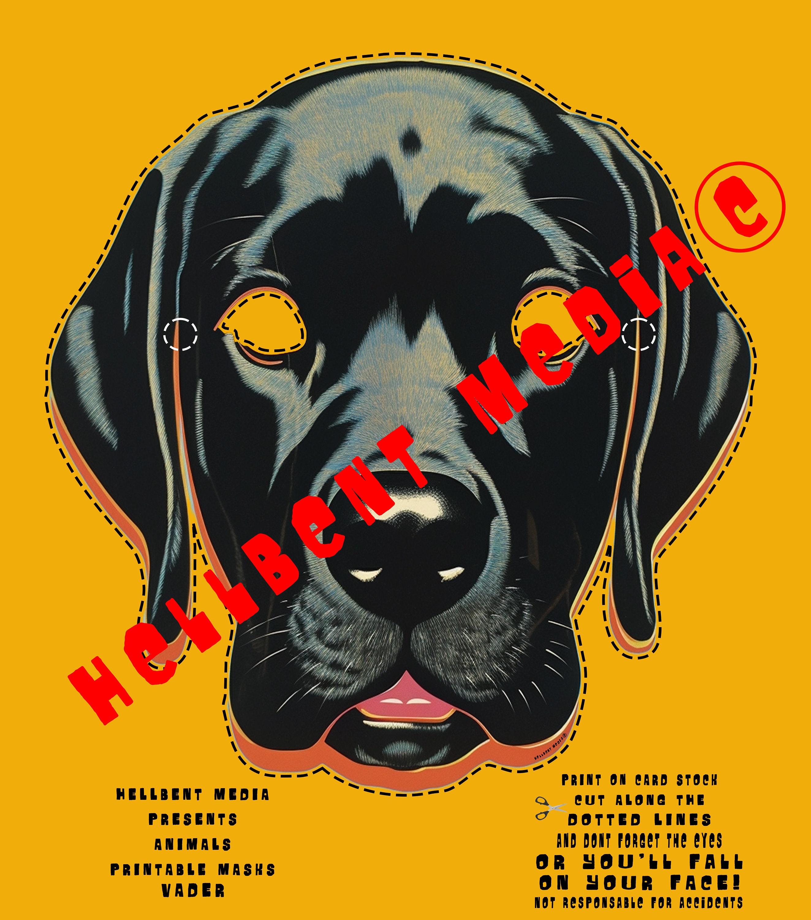 Printable Animal Mask Vader the Black Lab Mask / Décor - Etsy