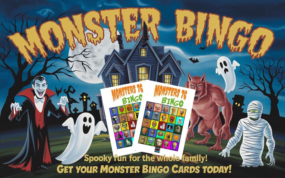Halloween Bingo "monster 76 Bingo" Game / Family Fun / - Etsy