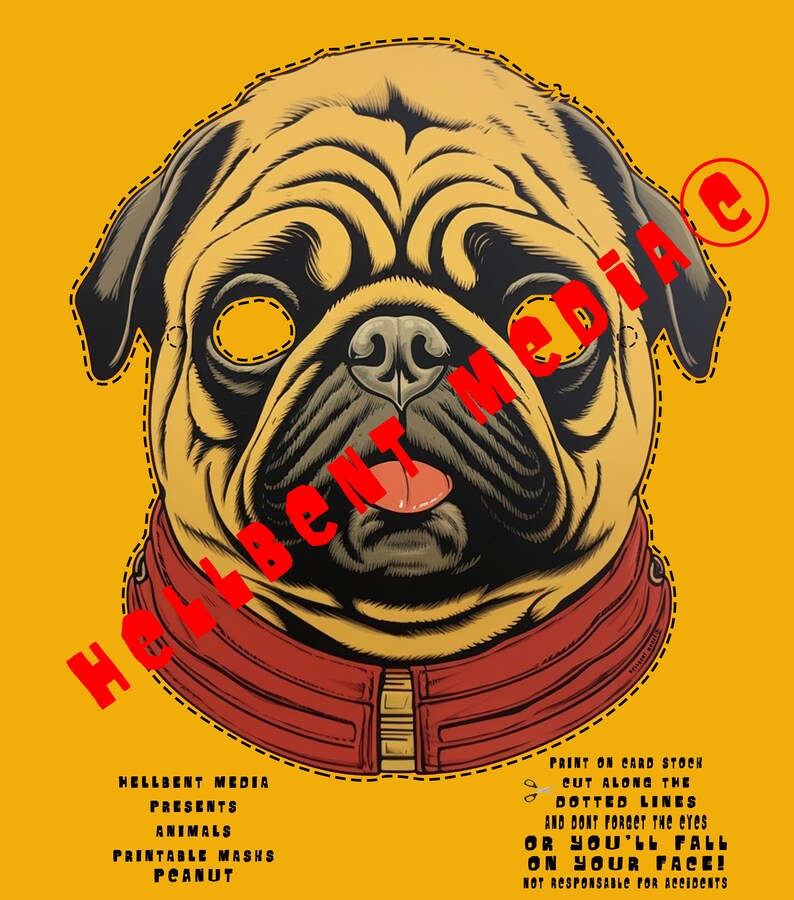 Printable Animal Mask Peanut the Pug Mask / Décor - Etsy