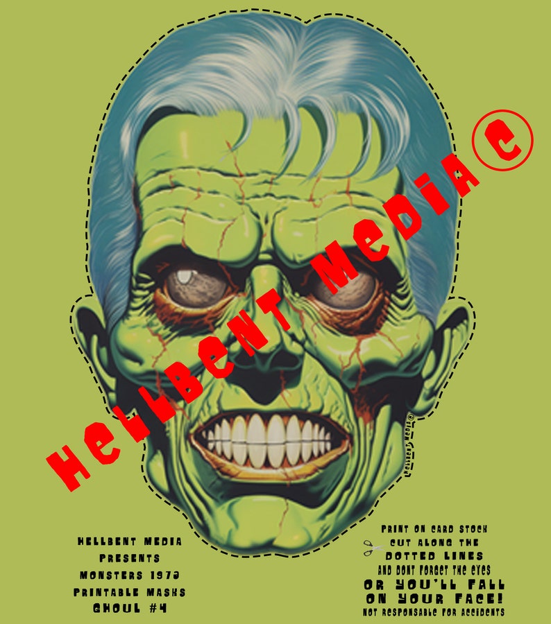 Printable Halloween Mask "monsters 76" GHOUL #4 Mask / Décor - Etsy
