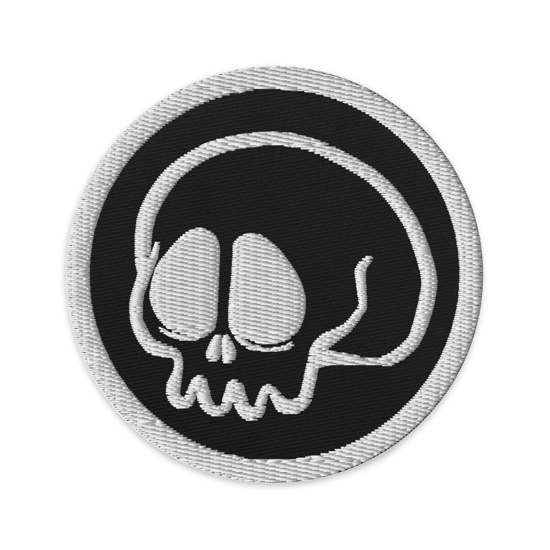 Embroidered Patch Knucklehead Skull White on Black - Etsy