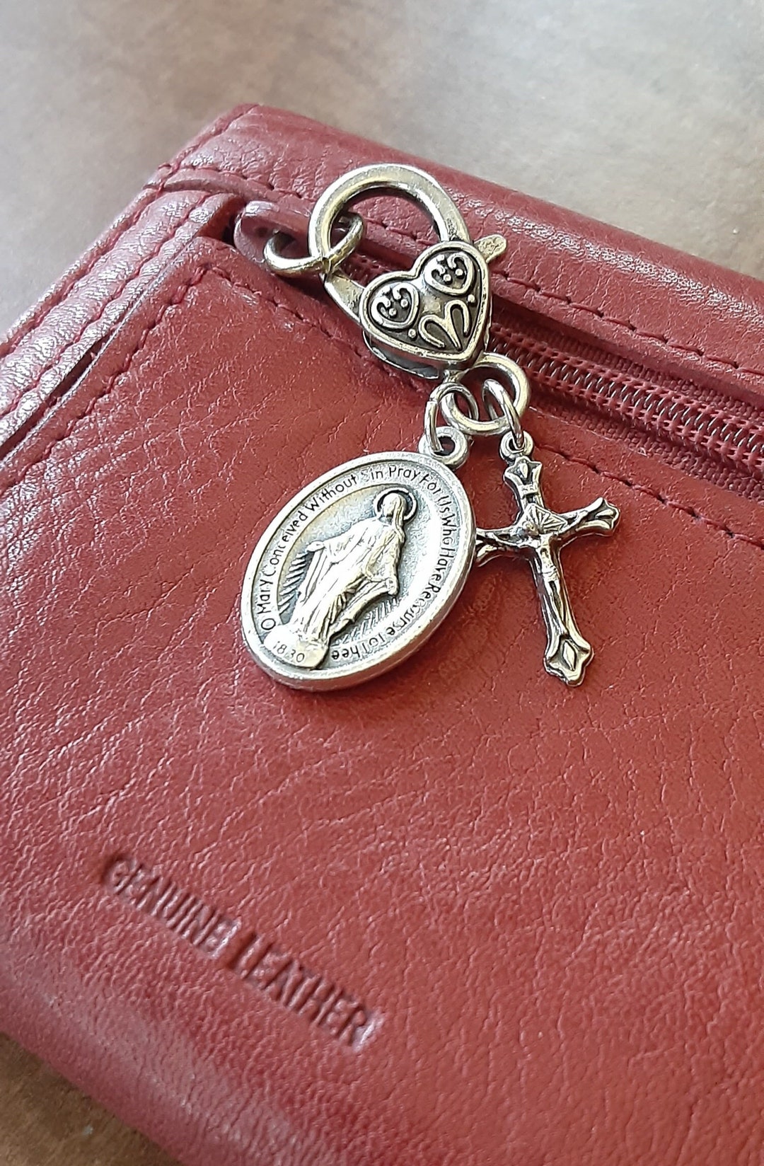 Holy Mother Pull Charm/miraculous Medal/fleur De Lis Crucifix/marian ...