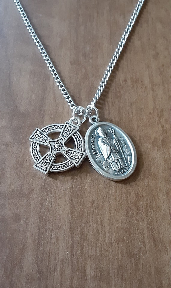 Saint Patrick Necklace irish Groom Gift celtic Cross gaelic Jewelry patron Saint ireland gaelic Necklace catholic Gifts men s Irish Necklace Etsy