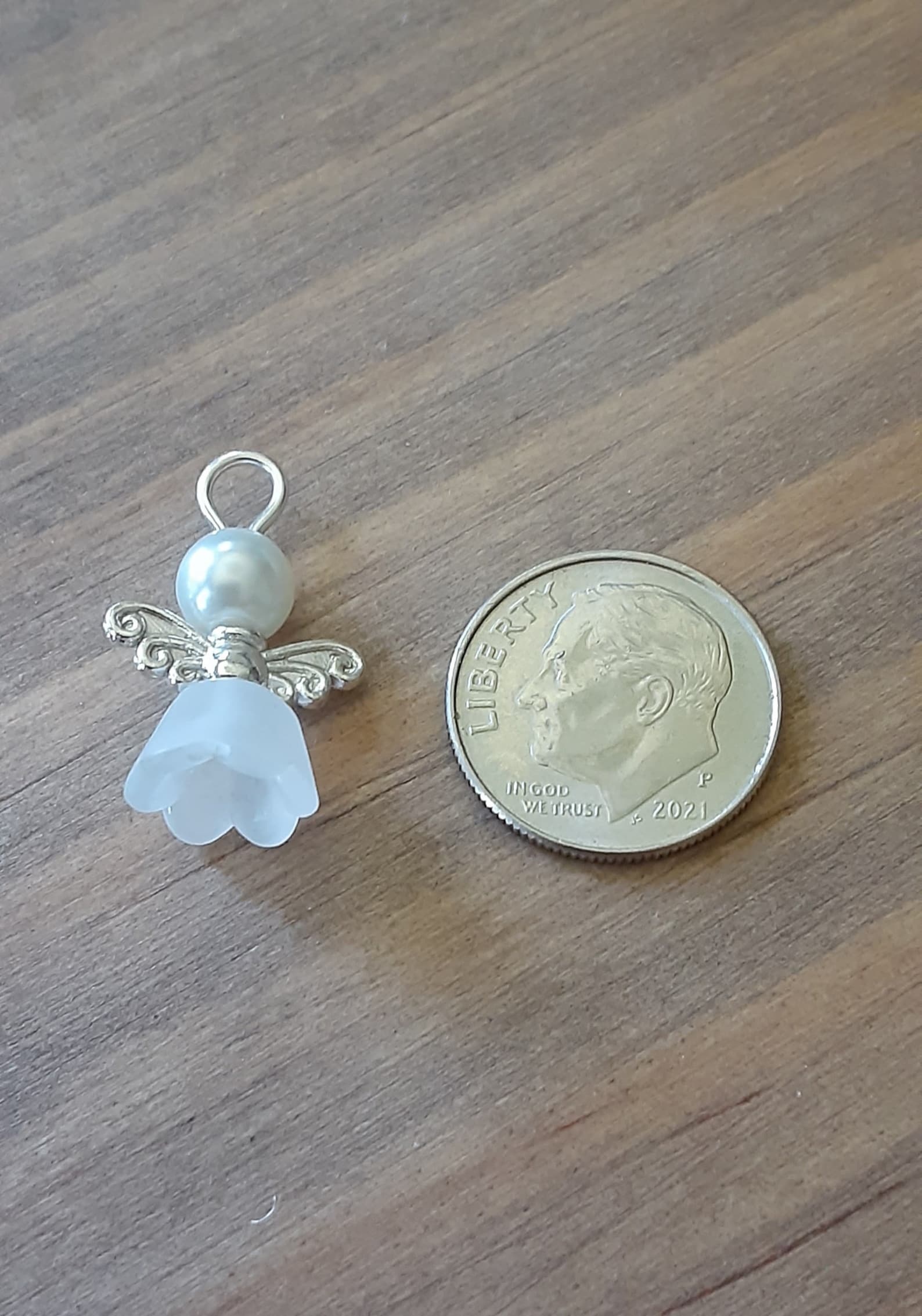 Beaded Angel Wing Charms/set of 10/pearl Angel Charms - Etsy