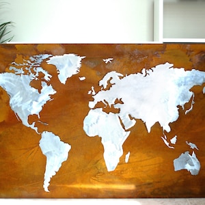 Metal World Map. Industrial Wall Decor. Magnetic 3D Modern Wall Art ...