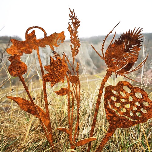 Rusted Metal Flower and Plant Bouquet for Garden Decor - Etsy