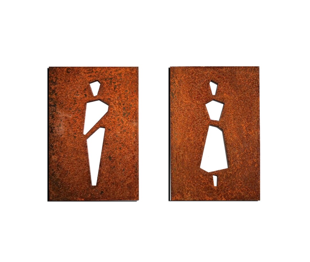 Toilet Metal Signs. WC Symbols Corten. Industrial Toilet Sign. Rusty ...