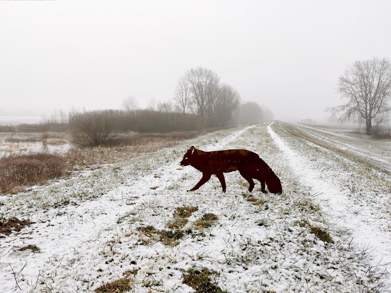 Metal Fox Garden Decor. Real Size Fox Rustic Garden Art - Etsy