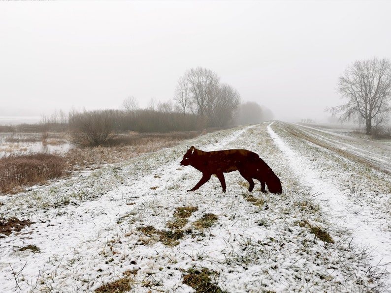 Metal Fox Garden Decor. Real Size Fox Rustic Garden Art - Etsy