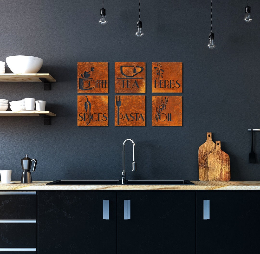 Kitchen Signs. Set of Kitchen Wall Decorations: Coffee Tea - Etsy