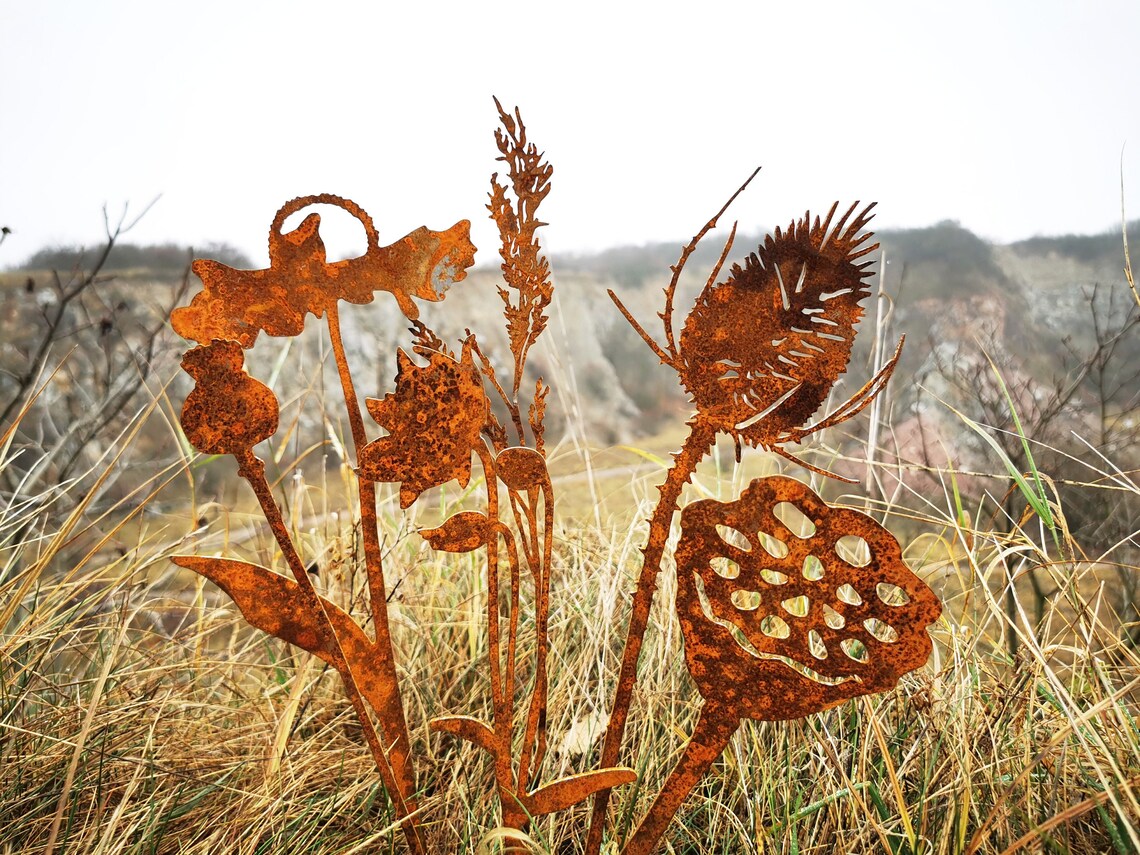 Rusty Flower Bouquet Garden Art Wildflowers Rusty Metal - Etsy