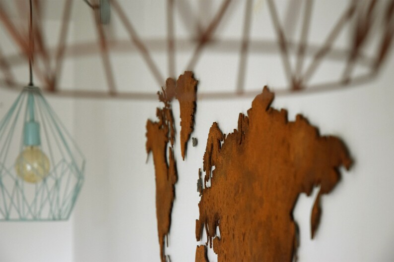 Rusty Art Decor. Large Metal World Map. Detailed Corten World - Etsy