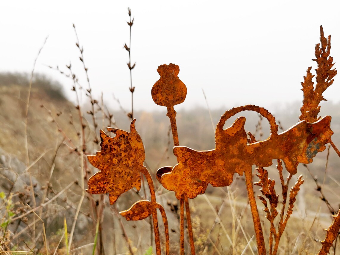Rusty Flower Bouquet Garden Art Wildflowers Rusty Metal - Etsy