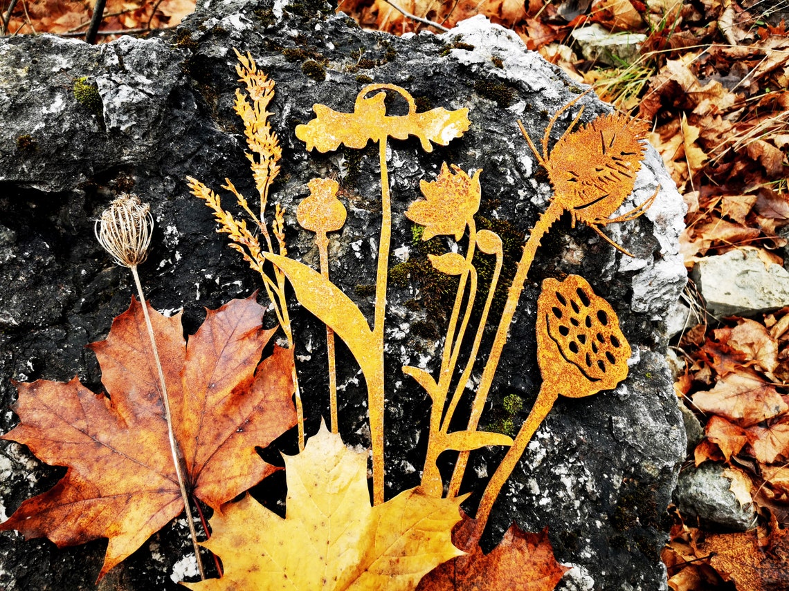 Rusty Flower Bouquet Garden Art Wildflowers Rusty Metal - Etsy