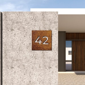 Metal House Sign Custom. Square Sign Corten. House Number Rusty Metal ...