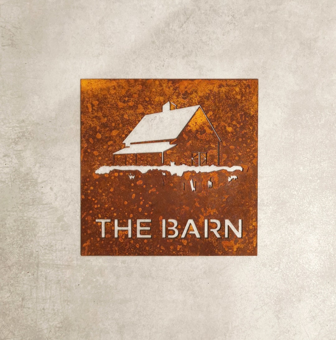 The Barn Sign. Metal Custom Sign. Rusty Sign Custom Text. Custom Size ...