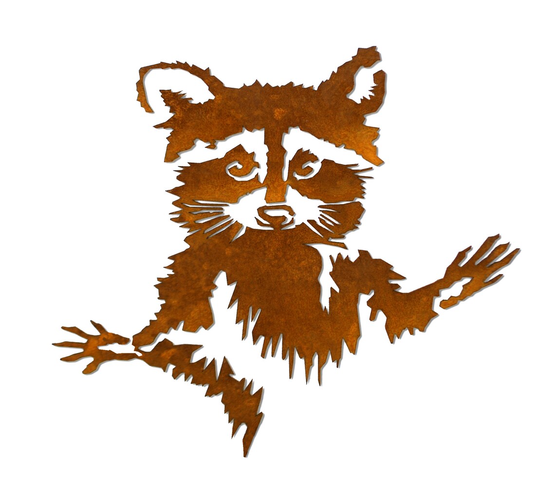 Raccoon Metal Wall Art. Kids Room Decoration. Corten Art | Etsy