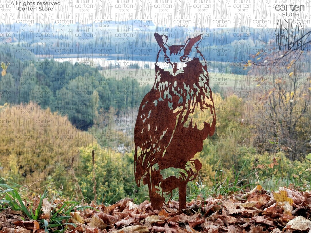 Owl Metal Garden Decoration, Rusty Owl Yard Art, Garden Art Bird, Owl ...