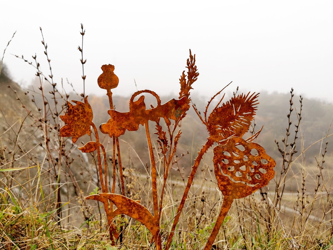 Rusty Flower Bouquet Garden Art Wildflowers Rusty Metal - Etsy