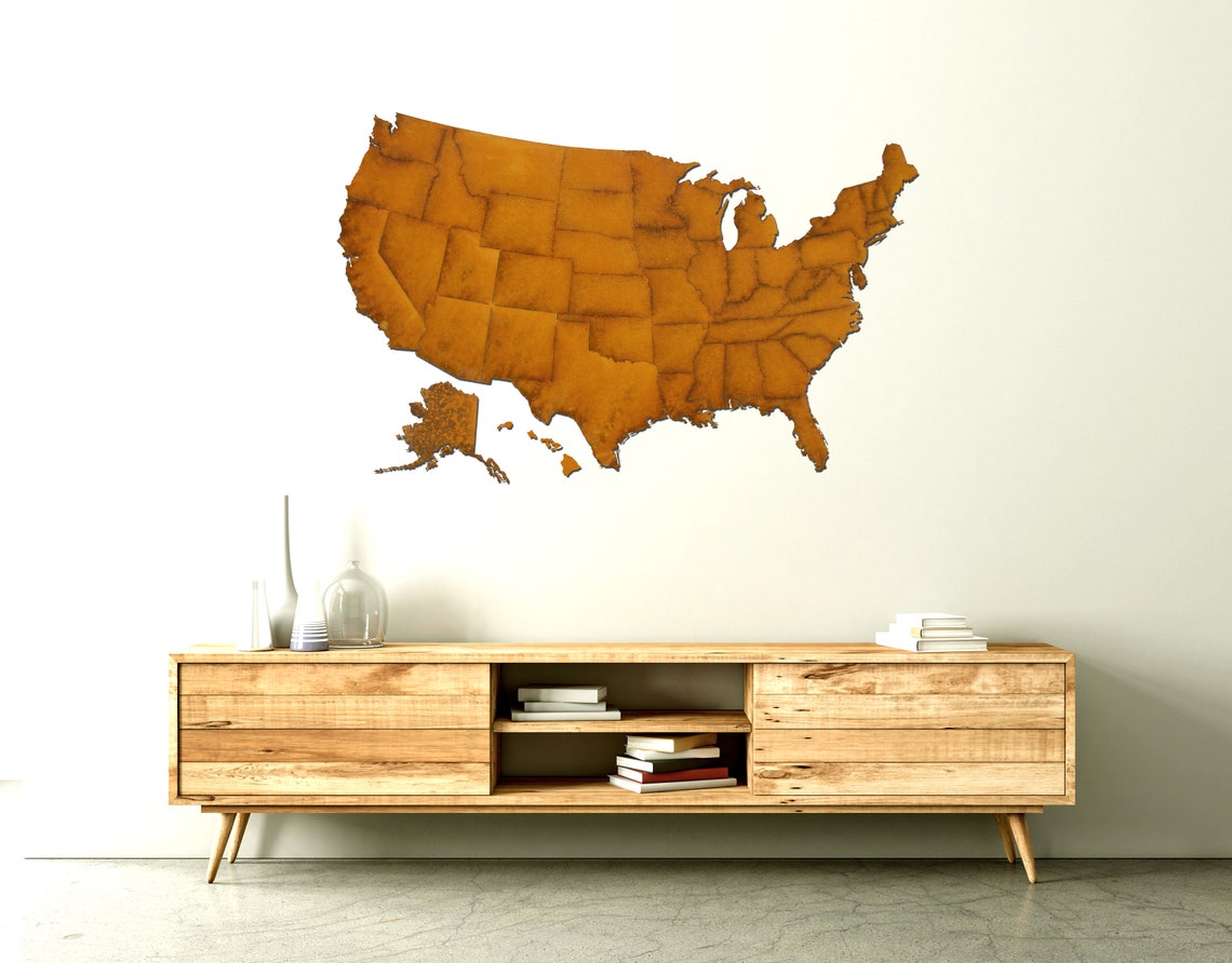 USA Map - Metal Wall Art. the United States - Corten Decor Map. - Etsy