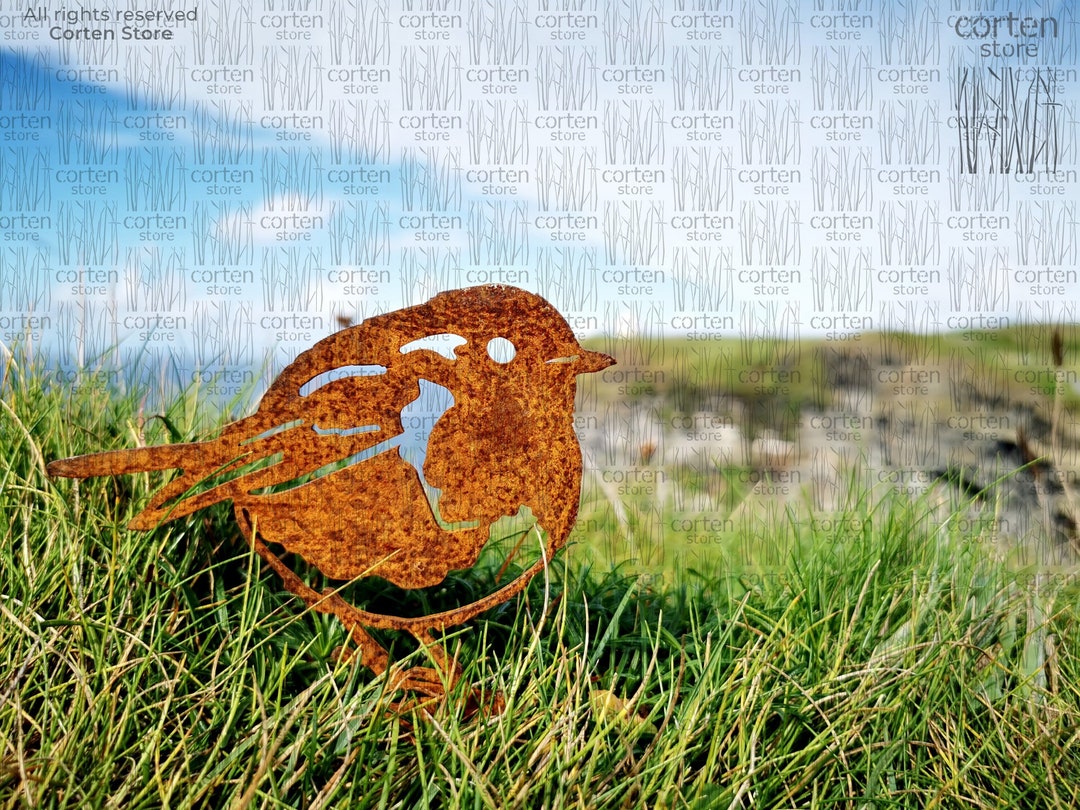 Rusty Garden Decor, Metal Bird Rusty Garden Art, Corten Bird, Robin ...