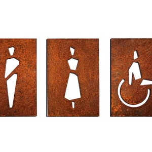 Toilet Metal Signs. WC Symbols Corten. Industrial Toilet Sign. Rusty ...
