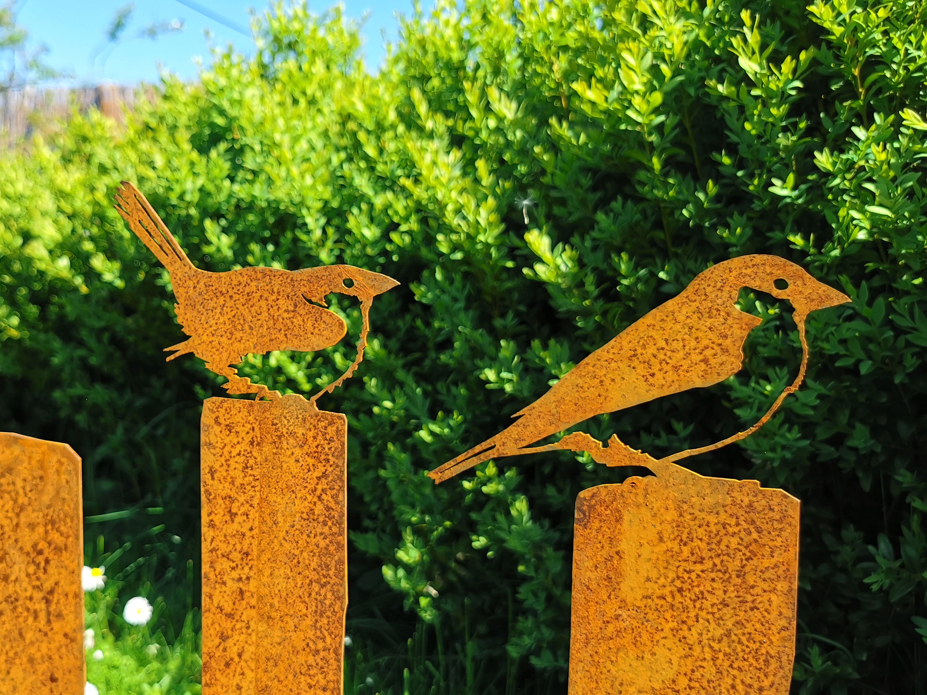 Rusty Sparrows Sitting on a Fence Metal Birds Fence Toppers - Etsy