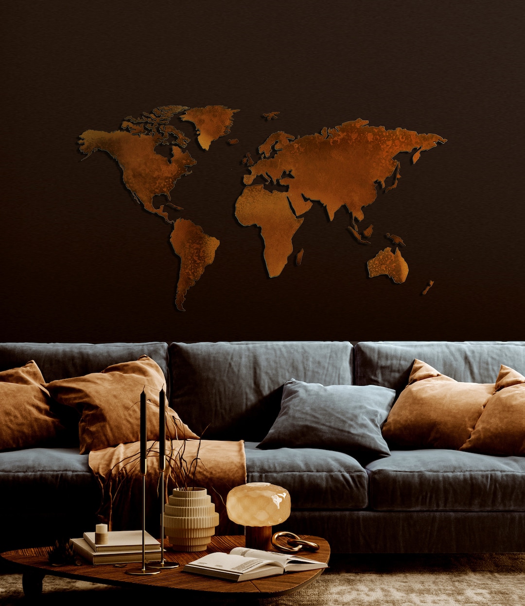 Metal Map Wall Art. Industrial Wall Decor. Metal Art Housewarming Gift ...