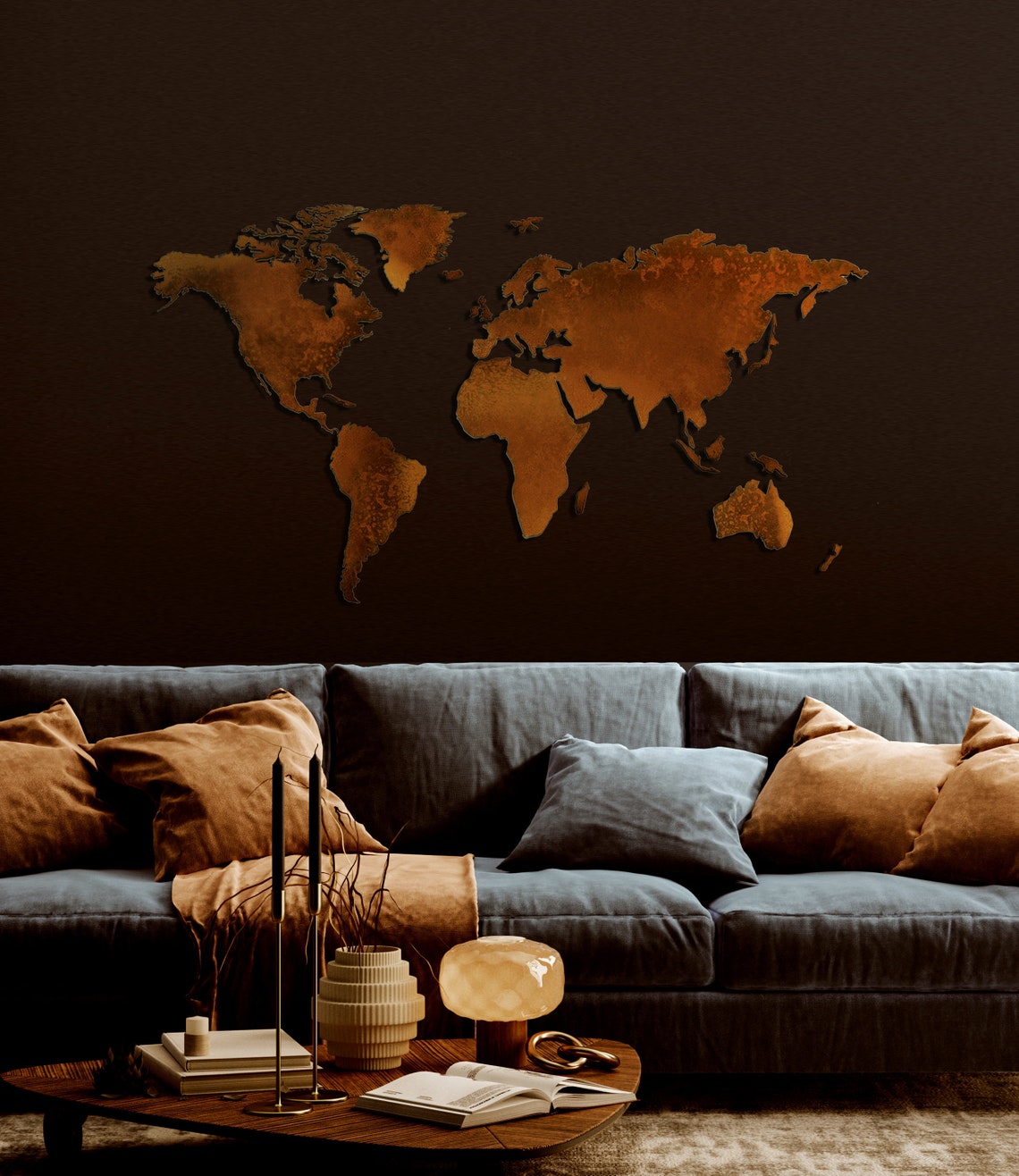 Metal Map Wall Art. Industrial Wall Decor. Metal Art - Etsy