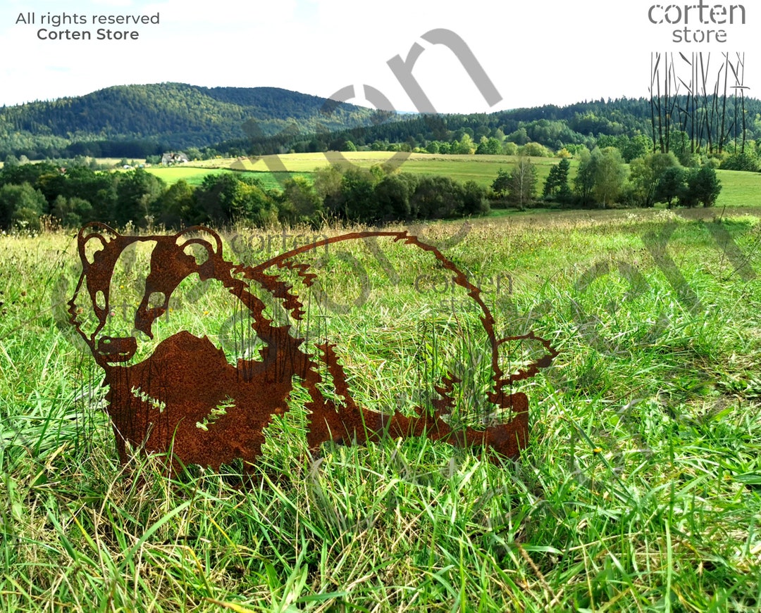 Badger Garden Art. Rusty Metal Badger. Garden Art. Garden Decoration ...