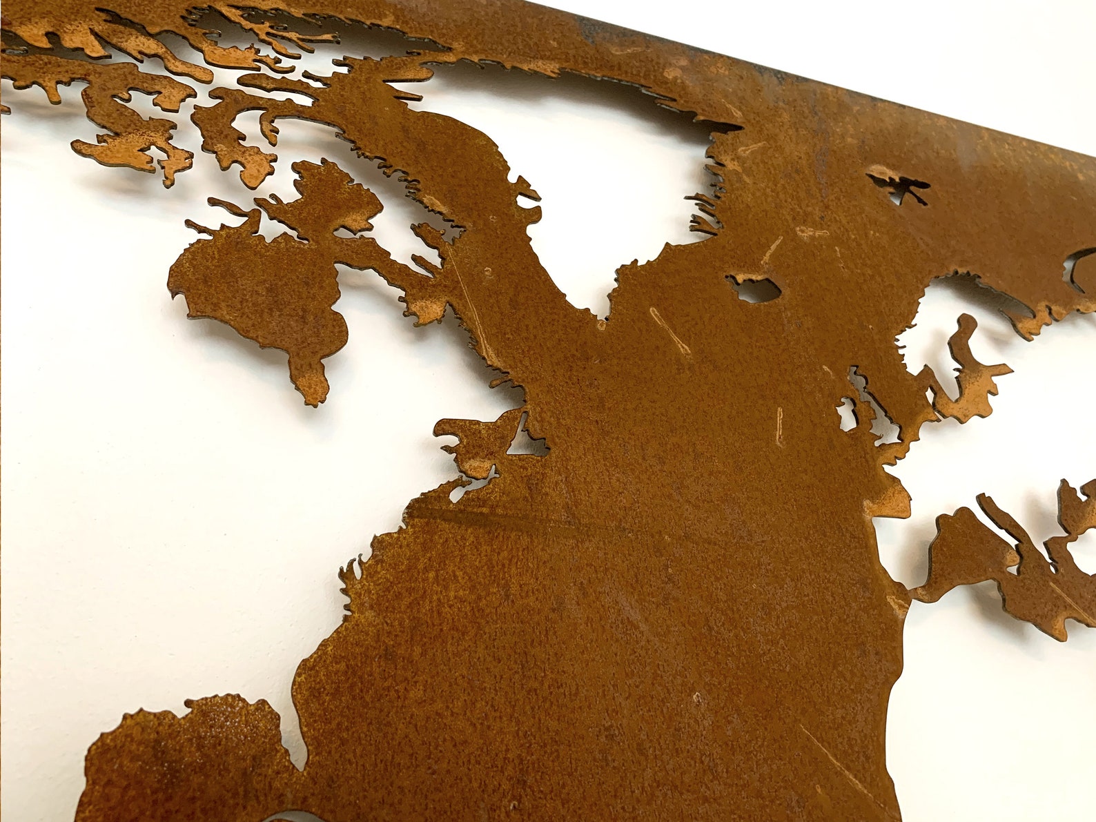 Metal world map wit LED. Corten world map. Wall metall art. | Etsy