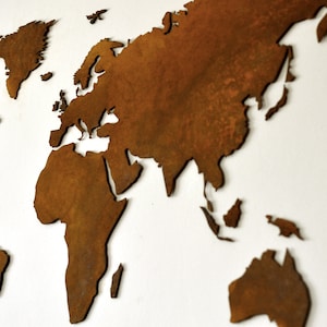 Rusty Art Decor. Large Metal World Map. Detailed Corten World Map. Home ...