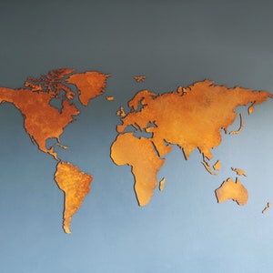 Industrial Wall Decor - Metal World Map - Rusty Metal Map - Large ...