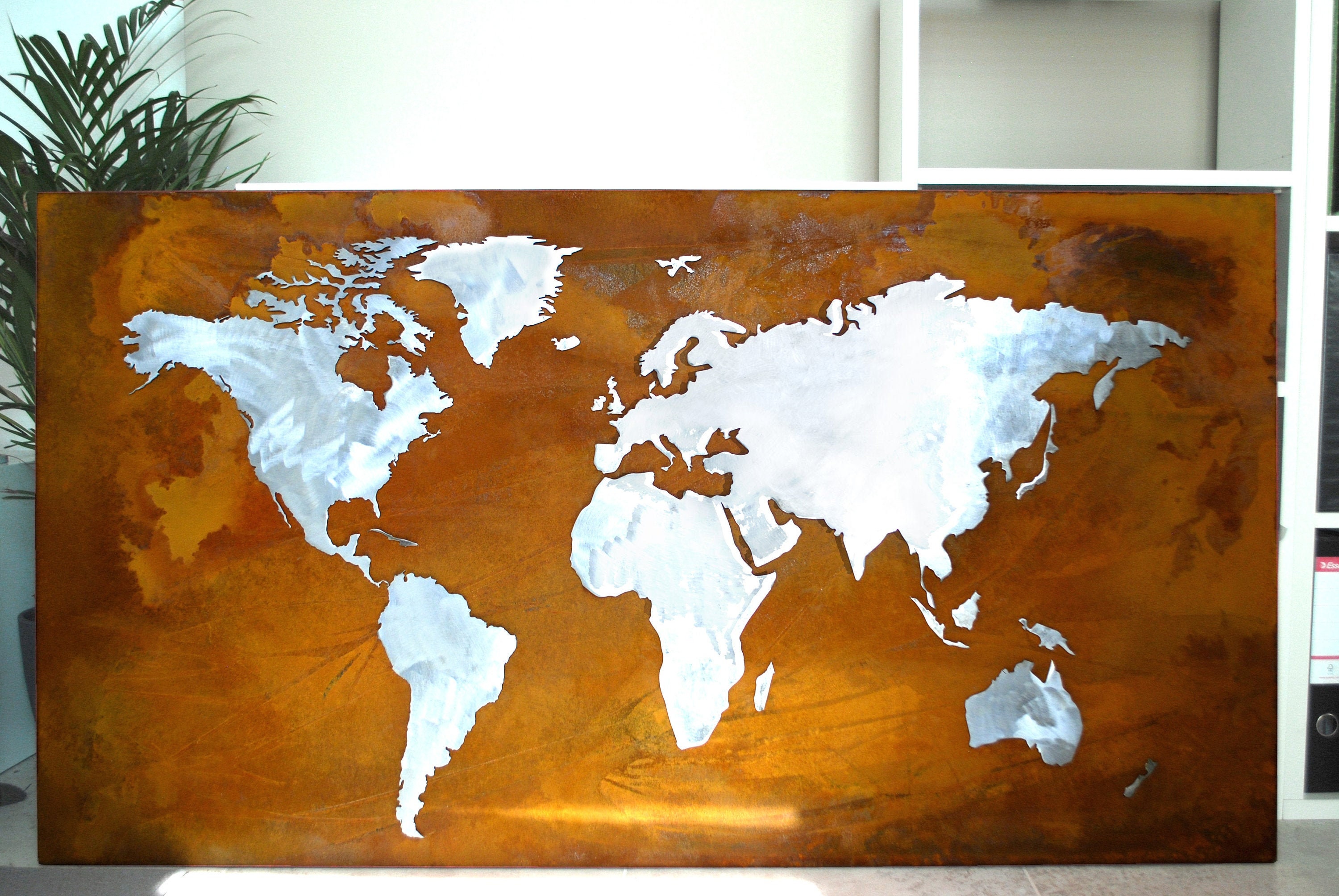 Metal World Map. Industrial Wall Decor. Magnetic 3D Modern - Etsy