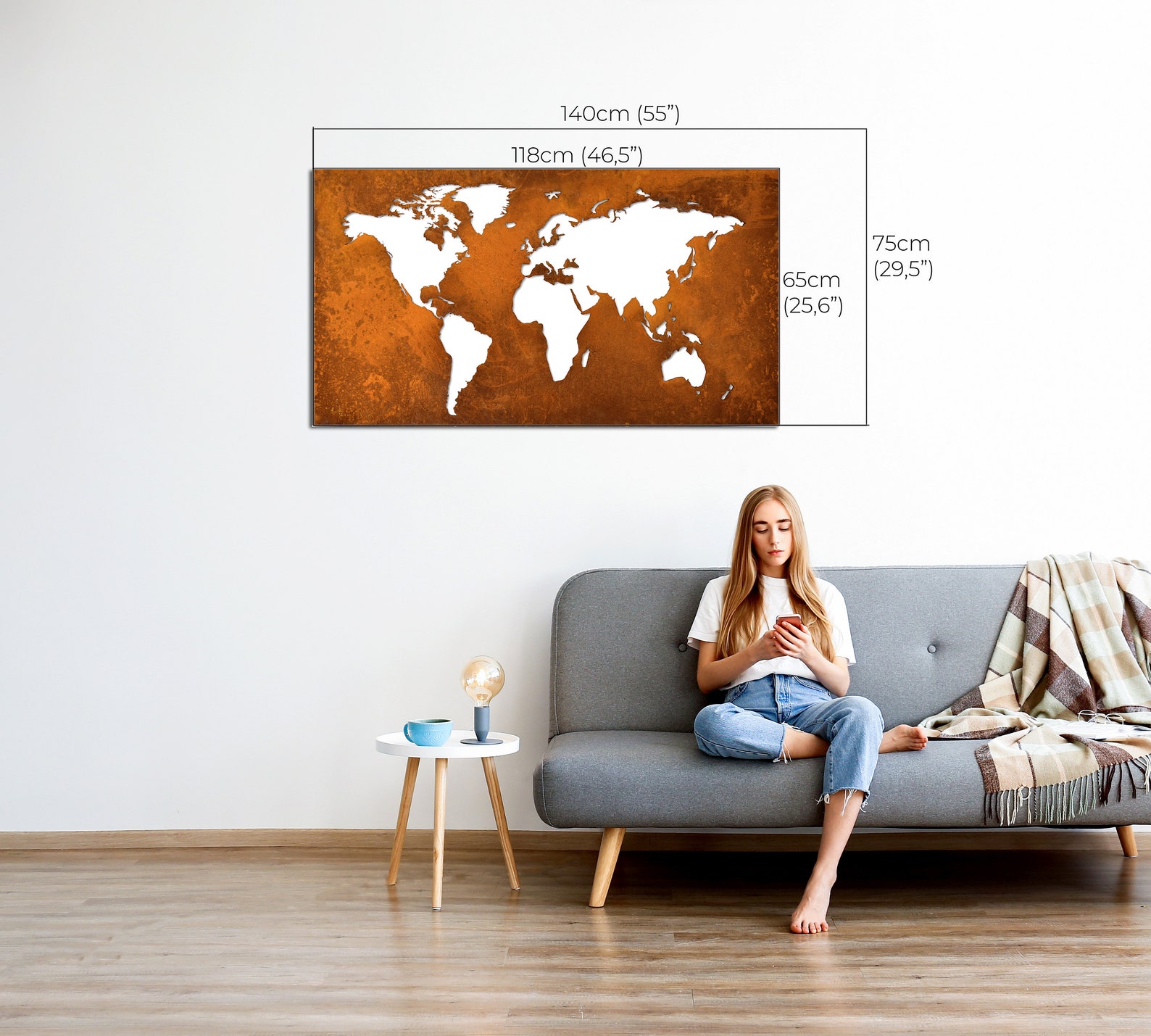 Metal World Map. Wall Map Industrial. Corten World Wall Map. - Etsy Canada