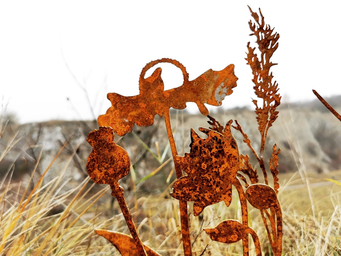 Rusty Flower Bouquet Garden Art Wildflowers Rusty Metal - Etsy