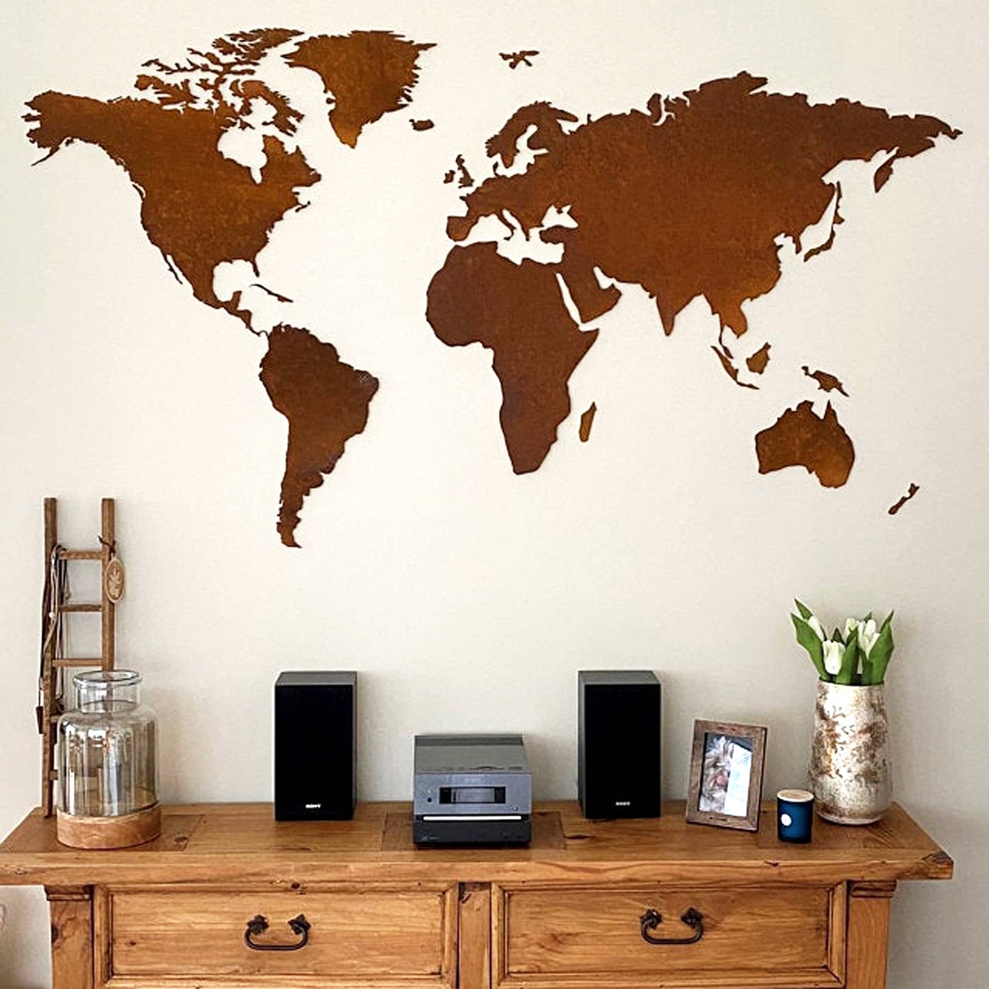 Metal Map Wall Art. Industrial Wall Decor. Metal Art - Etsy