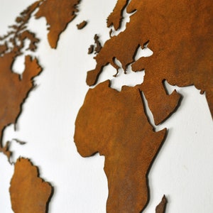 Rusty Art Decor. Large Metal World Map. Detailed Corten World Map. Home ...